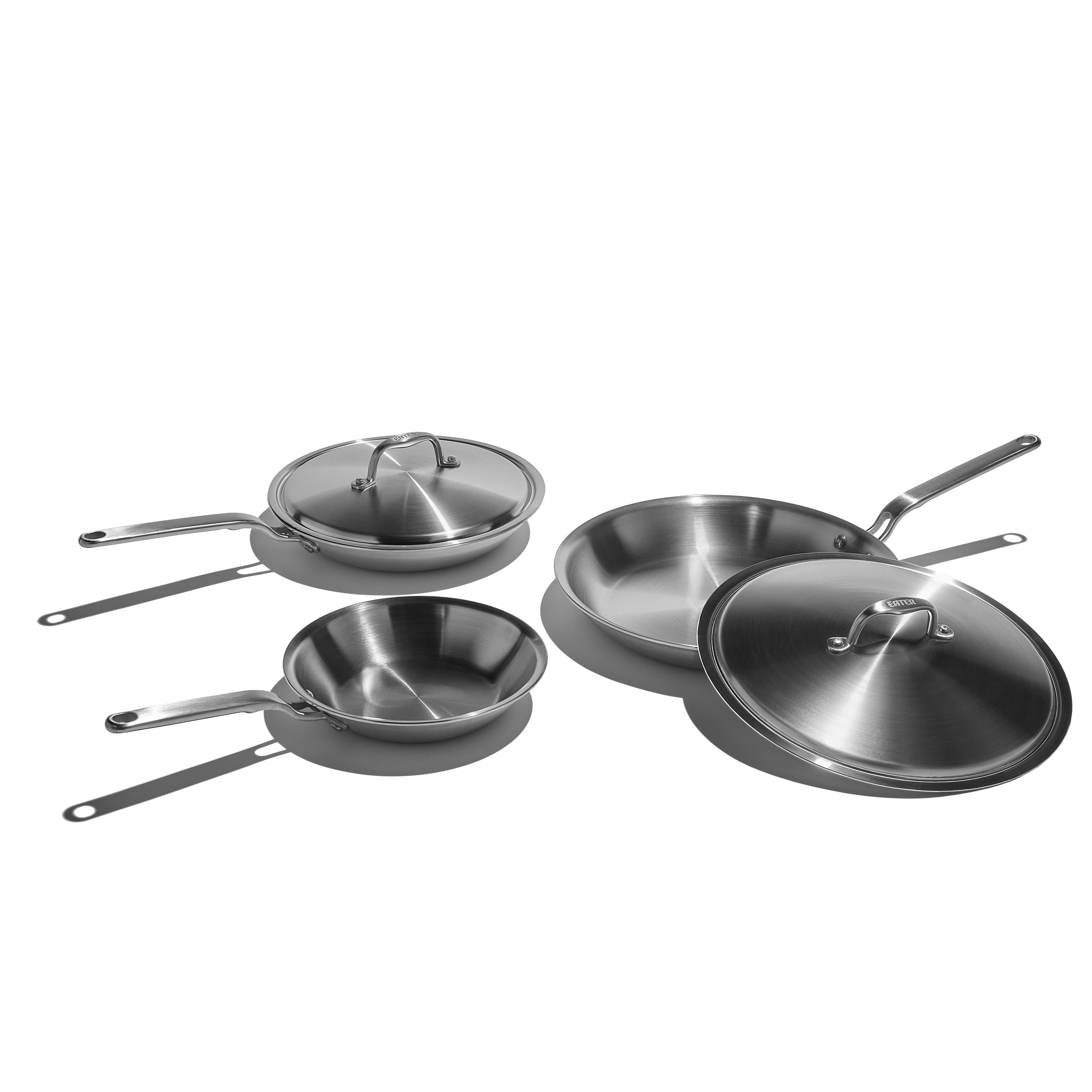 Eater x Heritage Steel 5 Piece Fry Pan Set, Made in USA, 5 Ply Fully Clad